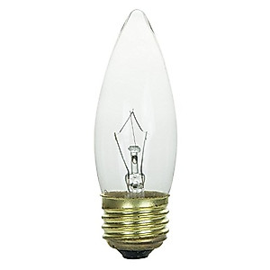 Sunlite 25ETC/32/12PK 25W Incandescent Torpedo Tip Chandelier with Crystal Clear Light Bulb and Medium E26 Base (12 Pack)
