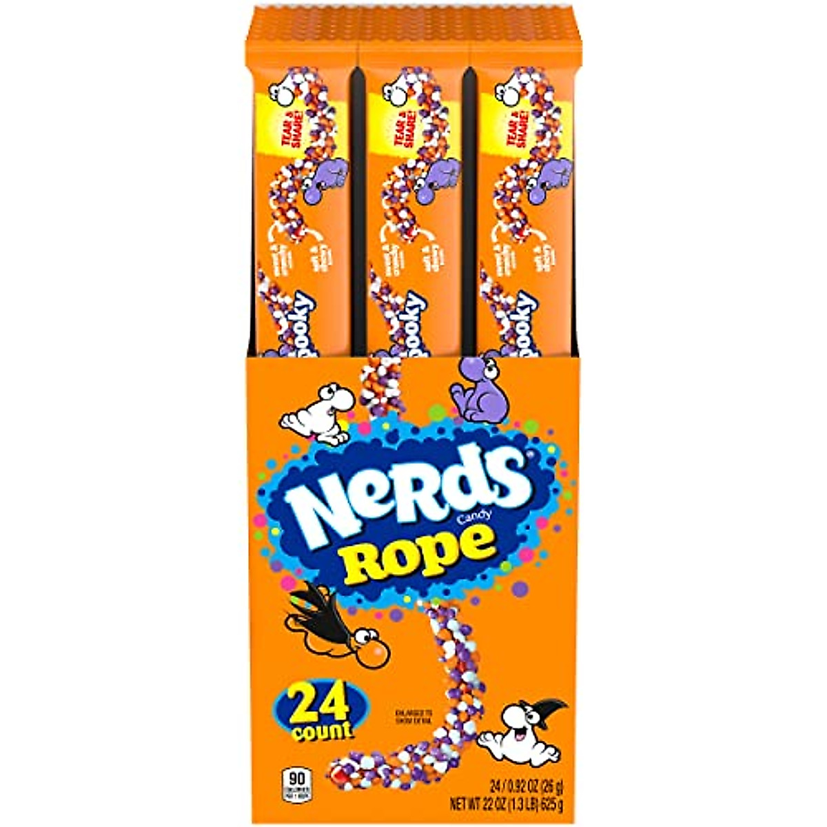 Nerds Spooky Ropes Candy, Halloween Trick or Treat Packs, 0.92oz (Pack of 24)