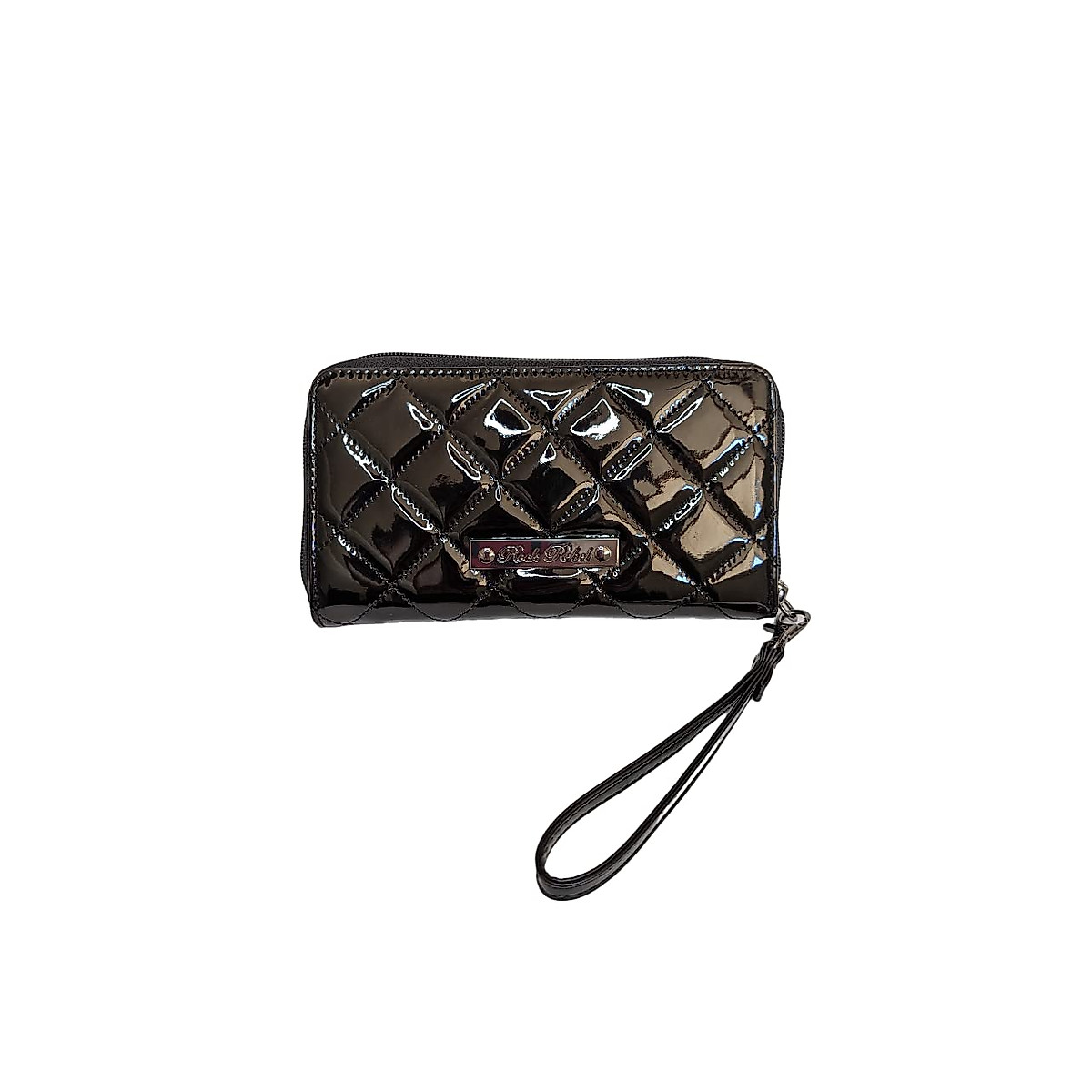 Rock Rebel Studded Bats Zip Around Wallet Black