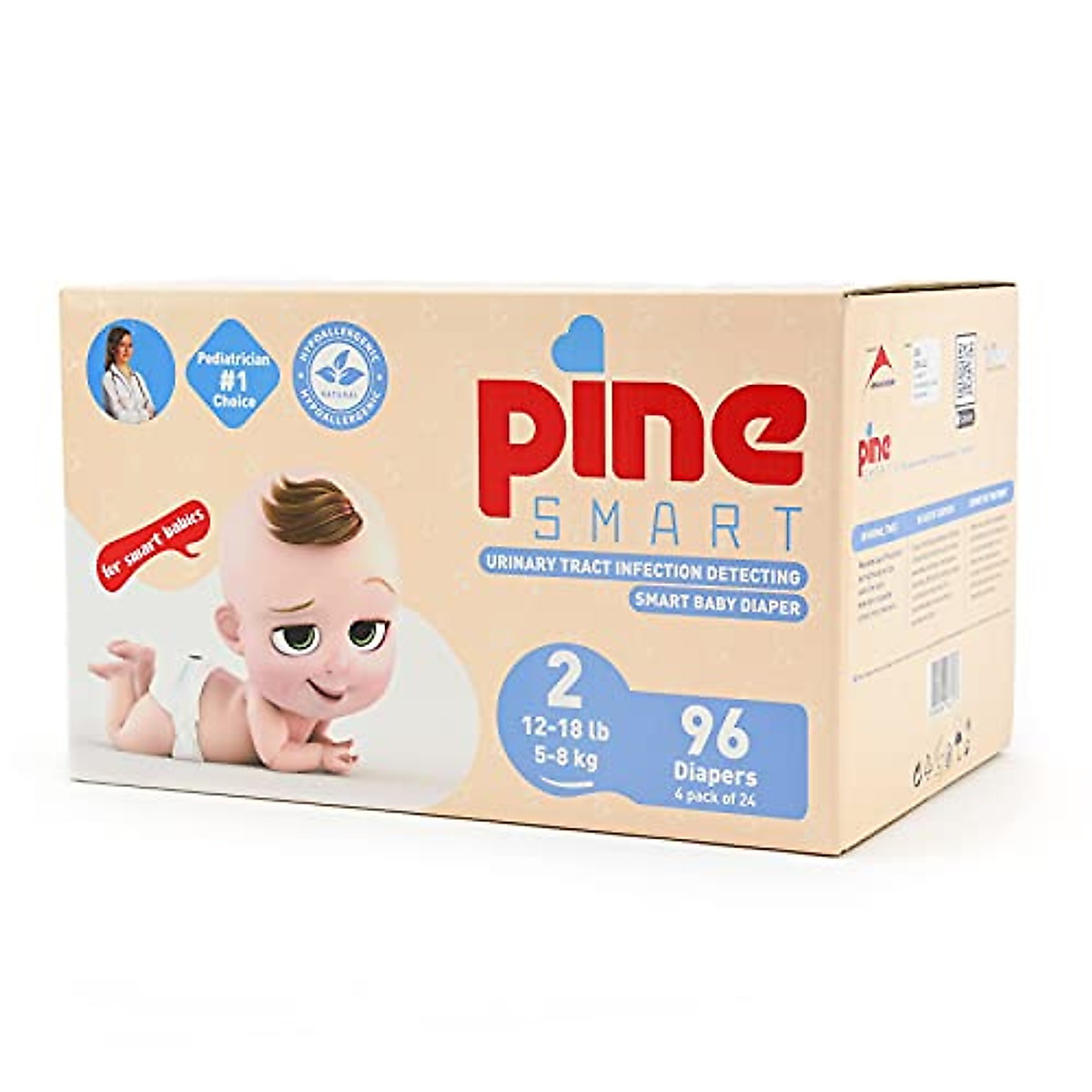 Smart Baby Diapers - Urinary Tract Infection Detection - Hypoallergenic - Paraben Free - Dye Free (Size 2, 96 Count)