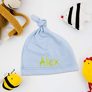 My Personal Memories Custom Embroidered Baby Boy Girl Beanie Hat, Personalized Keepsake for Newborn, Customized Infant Gift for Baby Showers, New Parents (Blue)