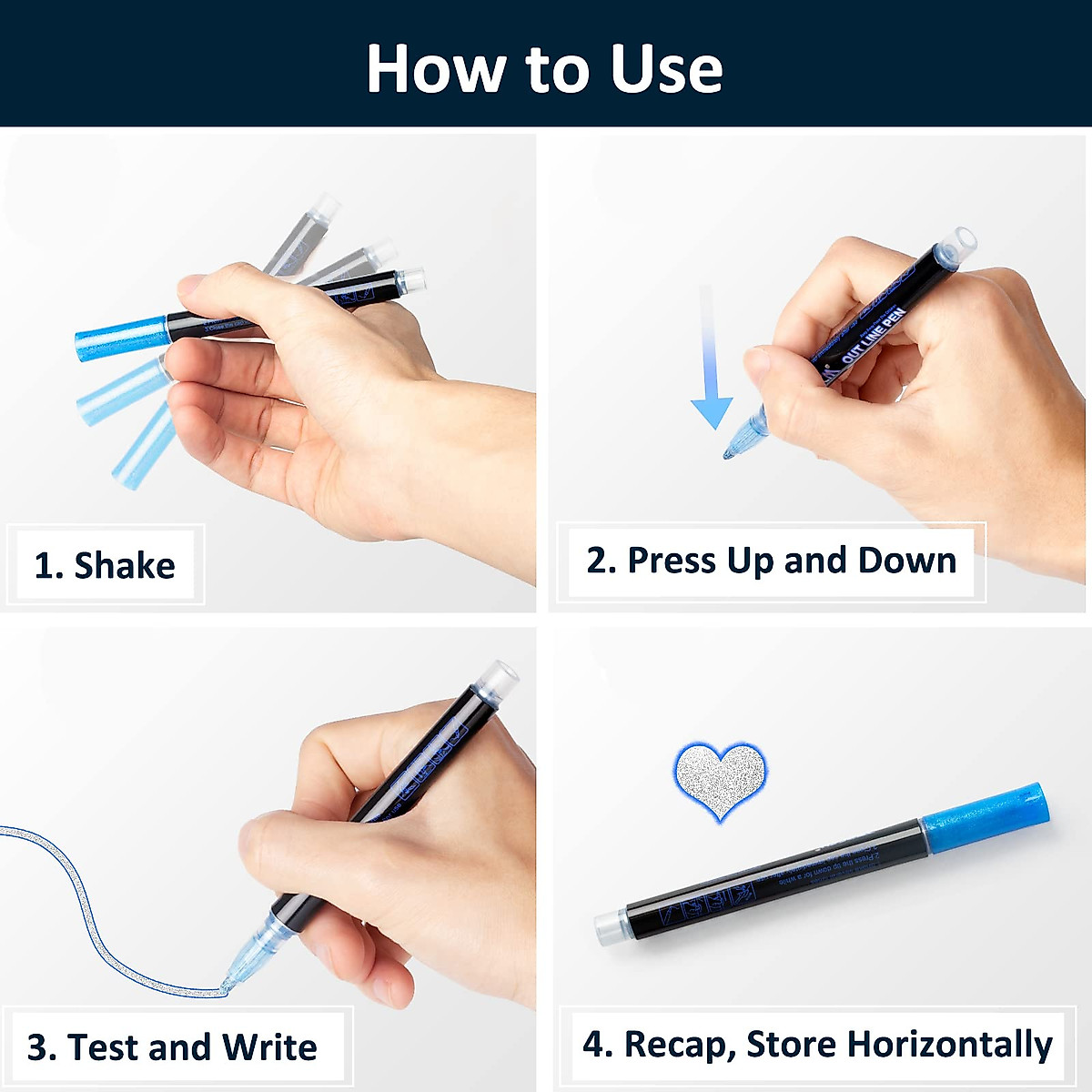 KERIFI Super Squiggles Double Outline Markers 12 Colors Supersquiggles Double Line Self Outline Metallic Markers, Shimmer Glitter Pens Set for Christmas Card, Easter Eggs, Scrapbook, DIY Art Crafts