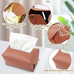 Soznveg Tissue Box Cover Rectangular, PVC Leather Tissue Box Holder, Facial Tissues Organizer, Napkin Paper Tissue Holder for Bathroom, Living Room, Dresser, Tabletop, Car, Office Decor, Brown