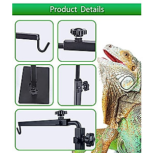 Reptile Tank Heat Lamp Stand Aquarium Stand - Reptile Terrarium Heat Light Stand - Adjustable Metal Heat Lamp Holder, Used for Amphibians, Lizards, Gecko, Tortoise, Snakes, Bearded Dragon, Chicks, etc