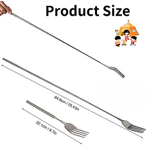 1 Pack Extendable Fork Telescopic Fork Extendable Stainless Steel Retractable Fork Ideal for Dinner Fruits and Desserts Rust-Resistant and Durable BBQ Utensil with Extendable Handle Dinner Fork