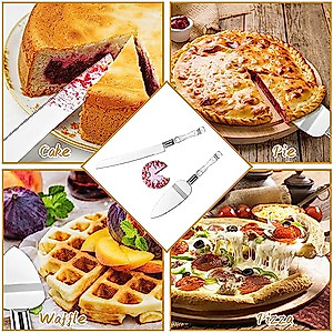 Cake Knife and Server Set - 2 Pcs Cake Cutting Set for Wedding with Stainless Steel Blades, Wedding Cake Knife with Acrylic Faux Crystal Handles, Perfect for Wedding Cake and Birthdays (Silver)