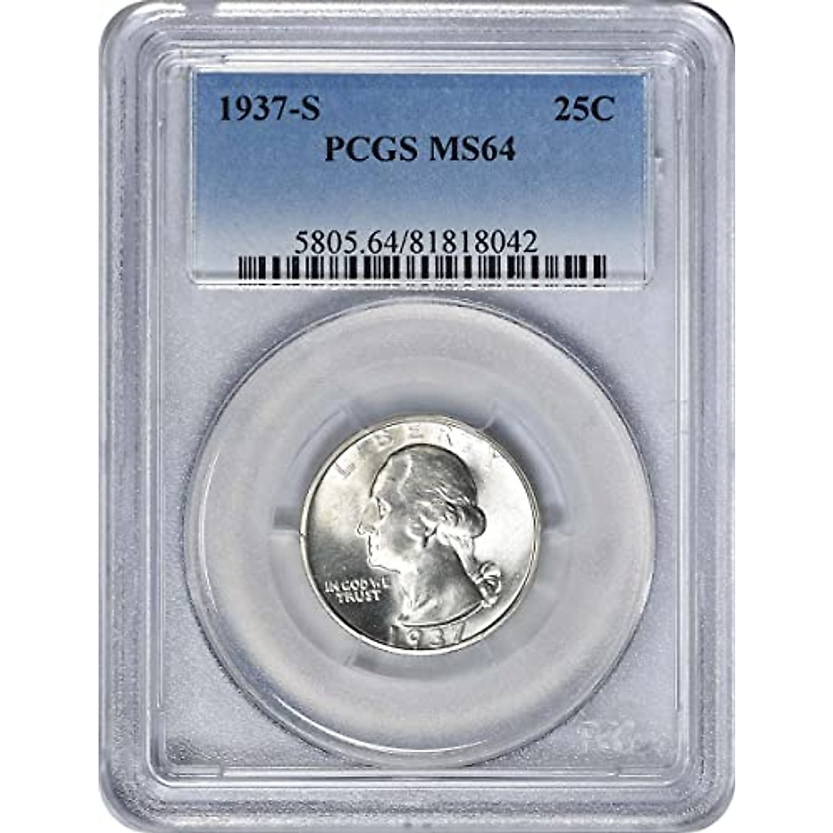 1937 S Washington DDO Quarter 1-O-V PCGS MS64
