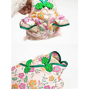 TaniWina Pet Clothing Cheongsam Chinese New Year Winter Clothes pet Clothing for Small Dogs (XS)