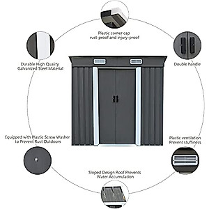 6' x 4' Outdoor Storage Shed, Outdoor Metal Storage Sheds with Sliding Door for Bike, Garden Shed Small Tool Outside Storage Cabinet for Backyard, Patio, Lawn, Flat