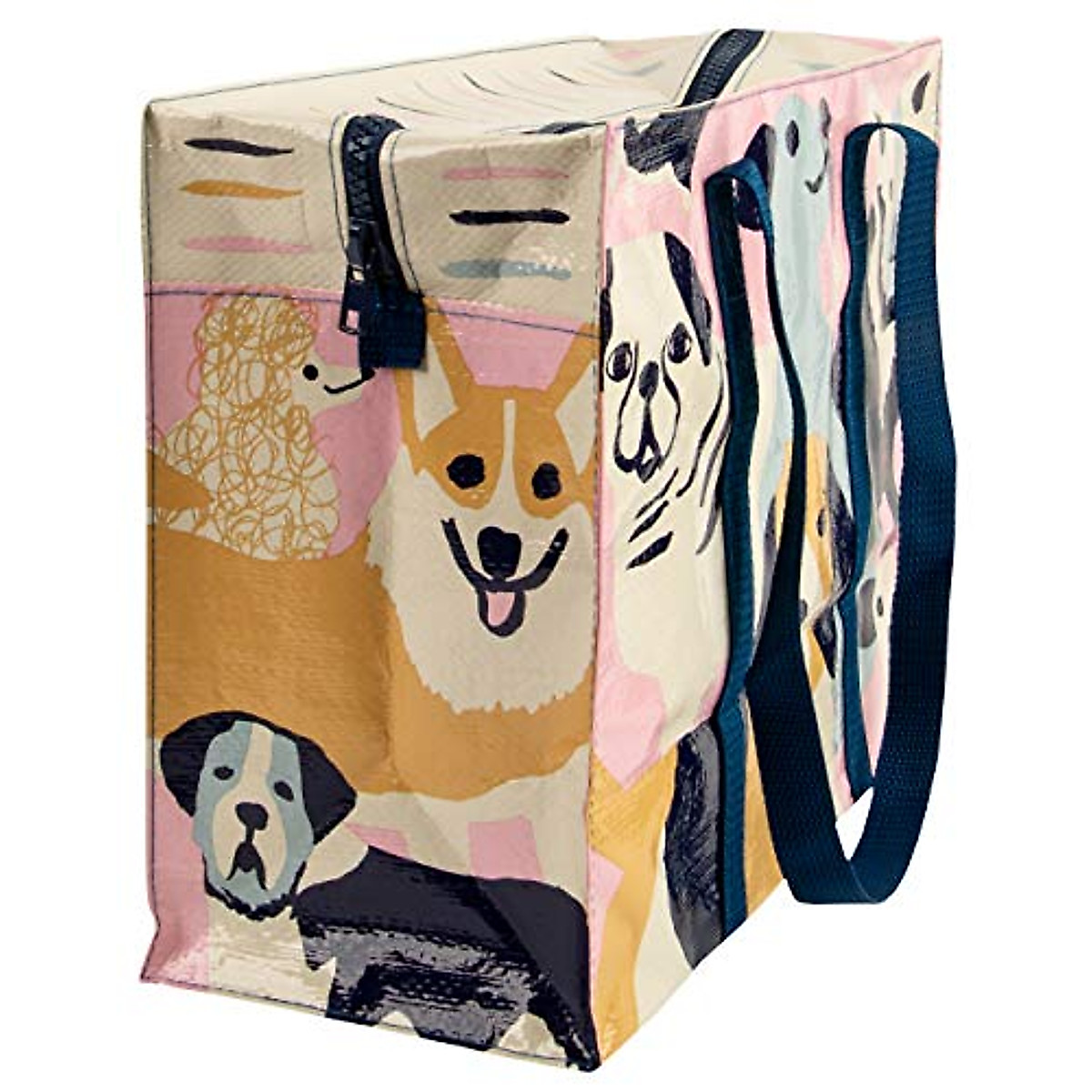 Blue Q Shoulder Totes: Hefty Zipper, Exterior Pocket, Reinforced Floor. (Happy Dog)