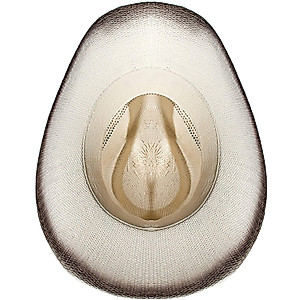 Enimay Western Outback Cowboy Hat Men's Women's Style Straw Felt (Beige/Brown Bullhead)