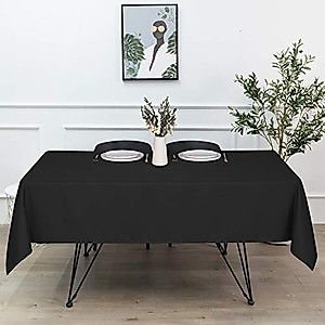sancua Rectangle Tablecloth - 60 x 84 Inch - Stain and Wrinkle Resistant Washable Polyester Table Cloth, Decorative Fabric Table Cover for Dining Table, Buffet Parties and Camping, Black