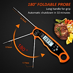 Engsav Meat Thermometer,Digital Food Thermometer for Kitchen, Cooking, Grilling, Turkey, Steak, Wireless Temperature Probe with Calibration and Backlight Instant Read Thermometer