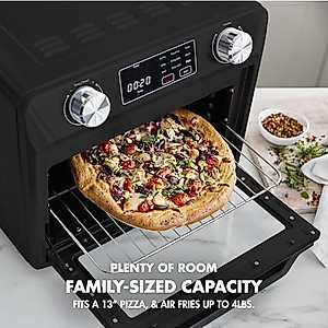 GreenPan Bistro Matte Black 9-in-1 Air Fry Oven, Nonstick Baking Pan, Stainless Steel Rack, and Basket, Fast Heating, Multifunction Presets, Cool-Touch Handle, PFAS-Free, Easy Cleanup Crumb Tray