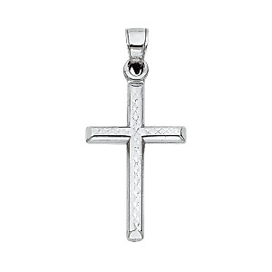 14K White Gold Cross Pendant - High Polished Charm Pendant - Religious Based Fine Jewelry - Ideal for Men & Women - Perfect Gift for Christmas, Birthday & All Occasions, 25mm x 16mm, 0.7 grams