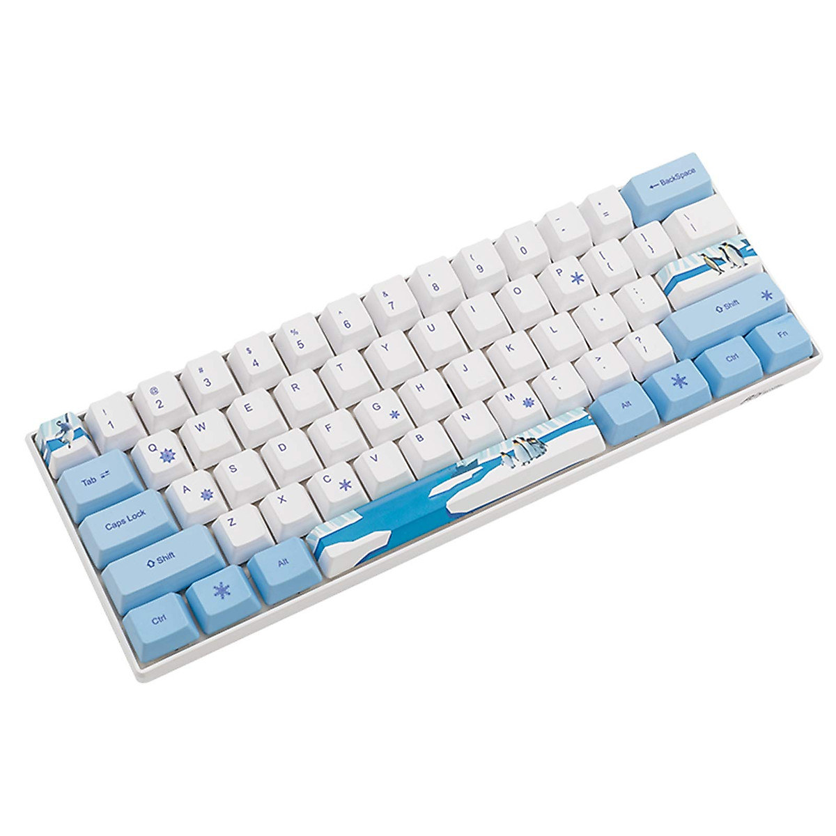 ZMX Blue Penguin 61 Mechanical Keyboard,Hot Swappable 60％Compact Mechanical 5.0Bluetooth/Type-C Wired Dual-Mode RGB Backlit Dye-Sublimation PBT Keycap Gaming Keyboard（Blue Switch）