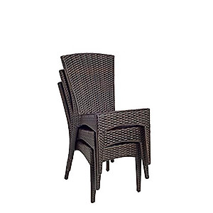 Safavieh Patio Collection New Port Wicker Stackable Outdoor Chairs, Brown, Set of 2