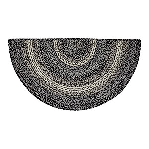VHC Brands Sawyer Mill Black White Jute Rug Half Circle w/Pad 19.5x36
