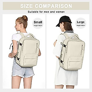 VECAVE Large Carry On Backpack for Women,Airline Approved Travel Backpack Flight Approved,Waterproof 15.6 Inch Laptop Backpack with Shoe Compartment Casual Daypack Backpacks Beige