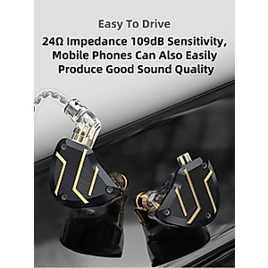 CCA C10 Pro in-Ear Monitor,HiFi 1DD 4BA Hybrid Five Drivers in-Ear Earphone,Aluminum Alloy Shell+Resin Cavity Wired Earbuds with 0.75mm CPin Gold Plated Detachable Cable (No Mic, C10pro Black)