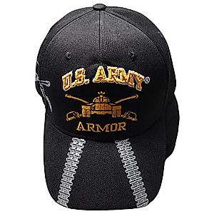 US Army Armor Tank Black Shadow Acrylic Adjustable Embroidered Cap Hat - Officially Licensed