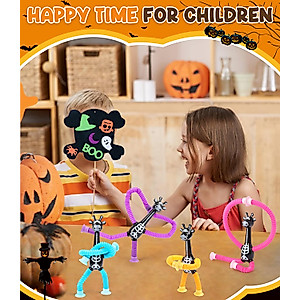 Halloween Party Favors for Kids 4 Pack Telescopic Suction Cup Giraffe Toy Sensory Tubes Classroom Prizes/Non Candy Halloween Treats Goodie Bag Fillers Gifts