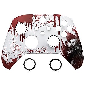 eXtremeRate ASR Version Custom Shell for Xbox Core Wireless Controller - Anti Sticks Rubbing Rings - Replacement Accessories Front Cover Faceplate for Xbox Series X & S Controller - Blue Flame
