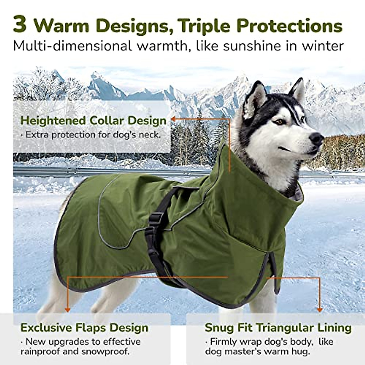 Zeaxuie Double-Layer Winter Dog Jackets, Dog Coats for Large Dogs Winter, Snowproof & Windproof Dog Sweater Coat for Medium, Large, Extra Large Dogs-2XL