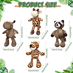 9 Pcs Plush Jungle Animals Toys Jungle Safari Stuffed Animals Bundle 9.9 Inch Cute Plush Animal Toys Includes Tiger Lion Elephant Monkey Zebra Raccoon Rhino Giraffe for Kids Animal Theme Party