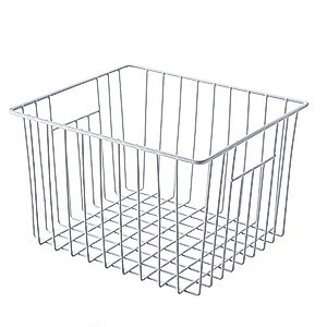 SANNO Freezer Baskests Organizer Bins, Freezer Wire Storage Basket Refrigerator Storage Baskets Bins Organizer with Built-in Handles for Cabinets, Pantry, Closets, Bedrooms - Set of 2