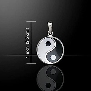 Jewelry Trends Sterling Silver Yin Yang Black and White Balance Symbol Tao Pendant