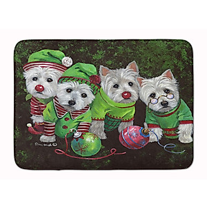 Caroline's Treasures Westie Christmas Santa's Assistants Machine Washable Memory Foam Mat doormats, Multicolor