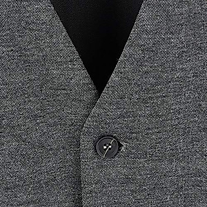 BOTVELA Mens Casual Dress Vest 4 Button Waistcoat (Grey, XX-Large)