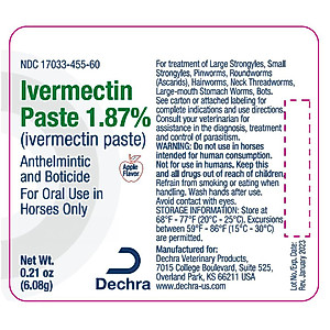 Dechra Ivermectin Paste 1.87% | Horse Dewormer Paste