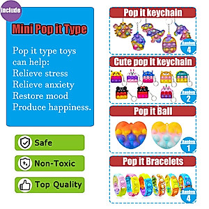 50 PCS Premium Party Favors Toys for Kids,Assortment Cute Mini Pop Fidget it Toys for Boys and Girls 3-6-10 Ages,Goody Bag Fillers,Pinata Stuffers,Carnival Prizes,Classroom prizes,Treasure Chest