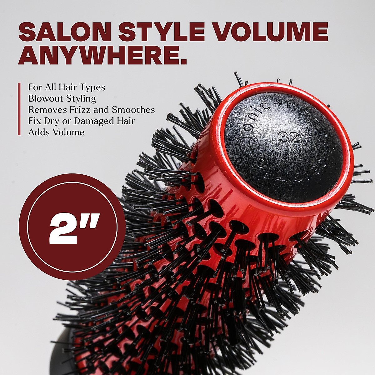 Ion Infused Ceramic Round Brush | Salon Quality Brush for Blow Drying | Fixes Damaged Hair | 2 Roller Brush for Wet & Dry Hair by TheSalonGuy