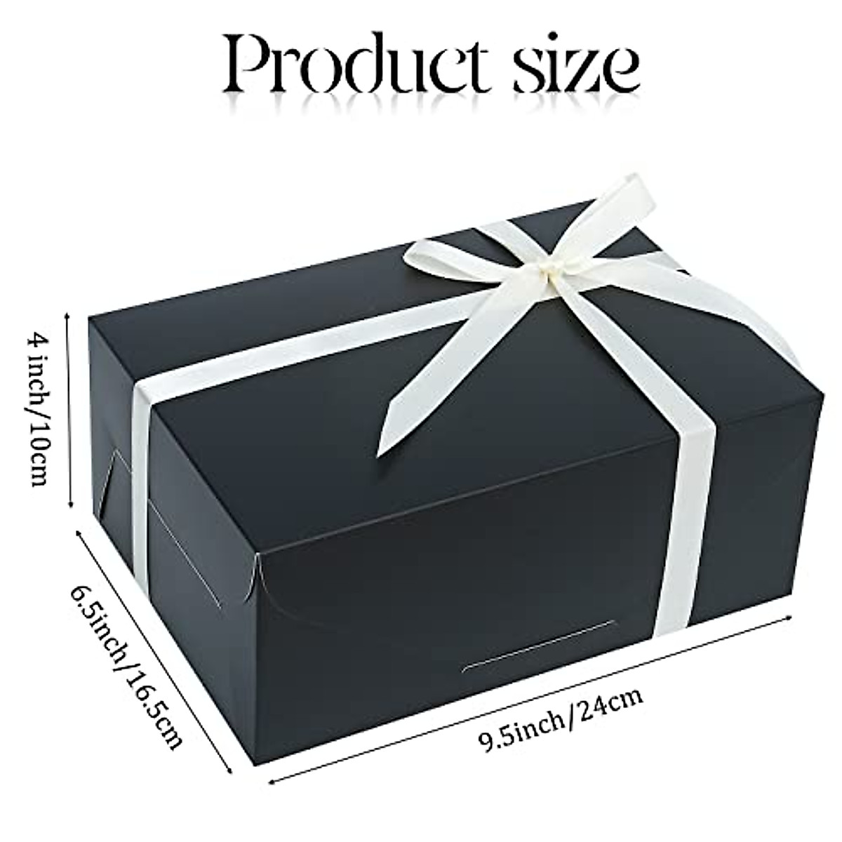 12Pack Black Gift Boxes,Gift Boxes with Lids 9.5x6.6x4 Inches,Gift Boxes Bulk with Ribbon,Bridesmaid Proposal Box for Presents Kraft Paper Gift Boxes for Packaging,Wedding,Christmas,Halloween,Party