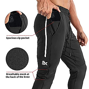 BROKIG Mens 3 Pack Lightweight Running Gym Jogger Pants,Men's Workout Sweatpants Zip Pocket (XX-Large, Army Green-Dark Gray-Light Gray)