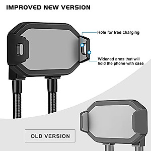 B-Land Upgrade Phone Holder for Neck, Lazy Gooseneck Cell Phone Holder for Bed Hands Free Neck Phone Holder Universal Mobile Phone Stand Tablet Holder for 4-11” Phones & Tablets (Black)