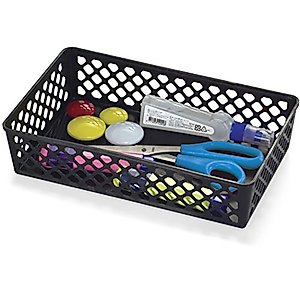 OIC® 30% Recycled Plastic Supply Baskets, Large, Black, Pack Of 2