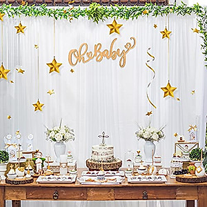 Baby Sign Baby Wooden Sign Wood Baby Shower Banner Gender Reveal Backdrop Boy Girl 1st Birthday Wall Banner Baby Letter Party Decorations for Table Nursery Wall Decor Photo Props, 13.8 x 7.9 Inch