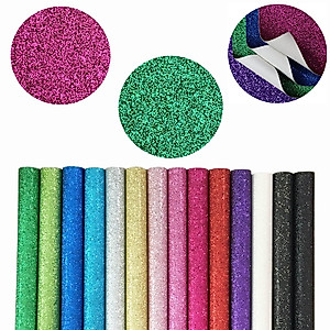 OZXCHIXU 14pcs Shiny Superfine Faux Lather Sheets, PU Glitter Leather Fabric Sheet for DIY Earrings Crafts Hair Bows Christmas Decoration and Jewelry Making, 7.8" x 11.8"