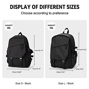 School Backpack Waterproof Black Bookbag College High School Bags For Boys Girls Lightweight Travel Rucksack Casual Daypack Laptop Backpacks For Men Women