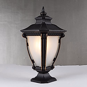 MODEBHD Continental Aluminum Bronze Glass Lantern Outdoor Table Lamp Column Light Aluminum IP54 Waterproof Villa Patio Park Garden Lawn Street Post Light E27 Decoration Illumination Bollard Lamps