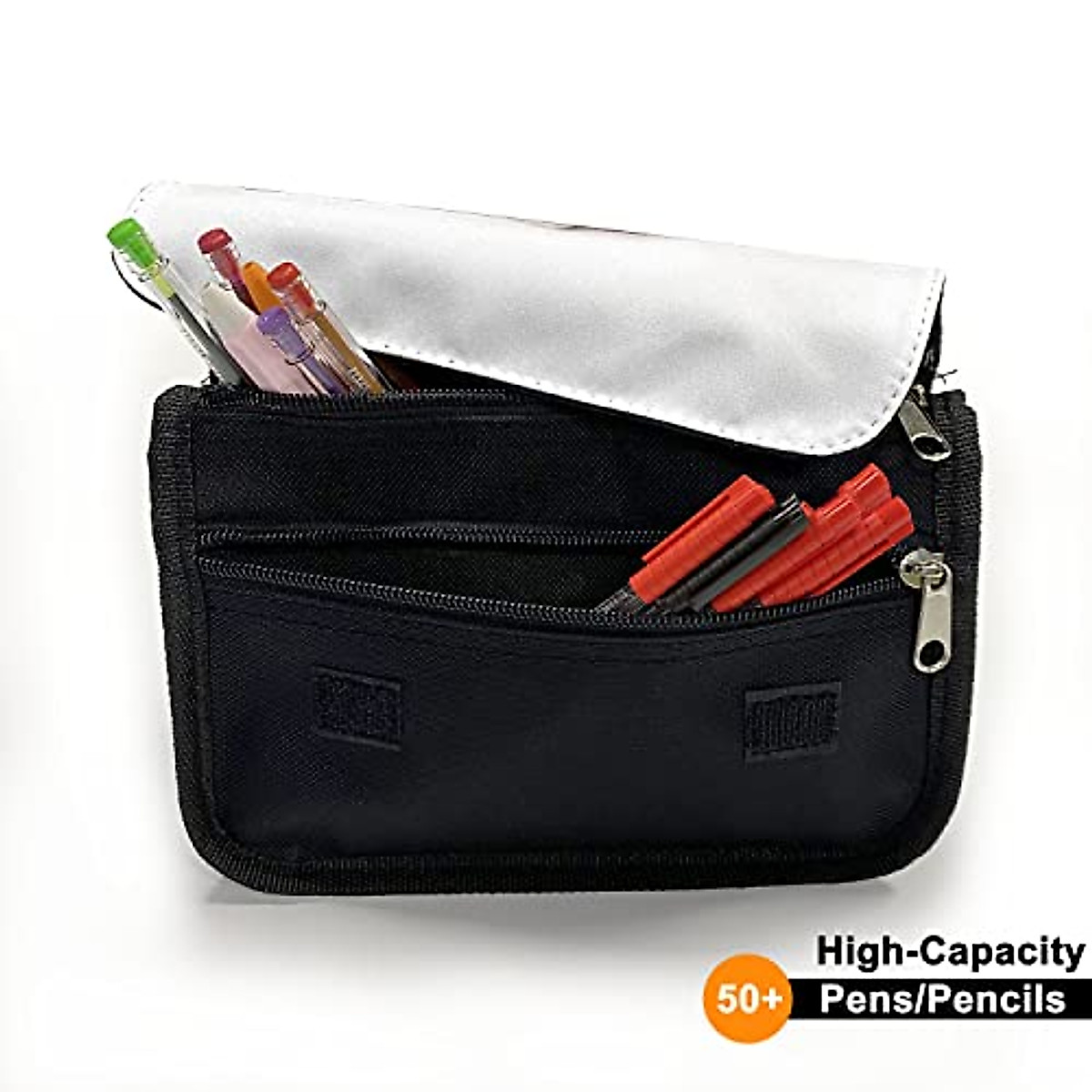 Ambesonne English Bulldog Pencil Case, Sad Animal, Fabric Pen Pencil Bag with Double Zipper, 8.5" x 5.5", Cream Brown