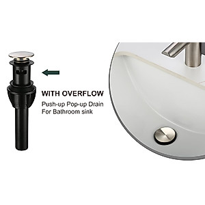 Derengge PD-4305-BN Bathroom Sink Drain with Overflow Vessel Sink Lavatory Vanity Push up Pop up Drain Stopper Brushed Nickel Finished