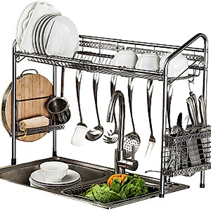 Premium Racks Professional Over The Sink Dish Rack - Fully Customizable - Multipurpose - Large Capacity (Chromium Steel)
