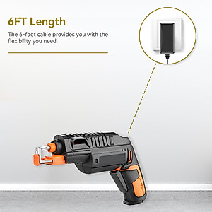 Omilik 6FT UL Listed AC/DC Adapter for Worx Zip Snip WX081L WX08IL ZipSnip 3.6V 4V Rechargeable Box Paper Cutter Tool 4.2V 500mA BYCR007042500U HYCH0070420500U WX252 WX253 WX255L WX254L Screwdriver