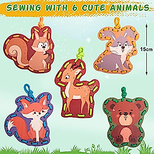 Zeoddler Wooden Animals Lacing Card for Kids 3-5, Sewing Cards for Toddlers, Art and Craft for Kids, Fine Motor Skill Toys, 6 Wooden Panels and 6 Matching Laces, Gift for Boys, Girls