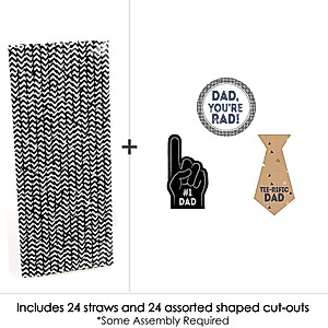 Big Dot of Happiness My Dad is Rad Paper Straw Decor - Father's Day Party Striped Decorative Straws - Set of 24